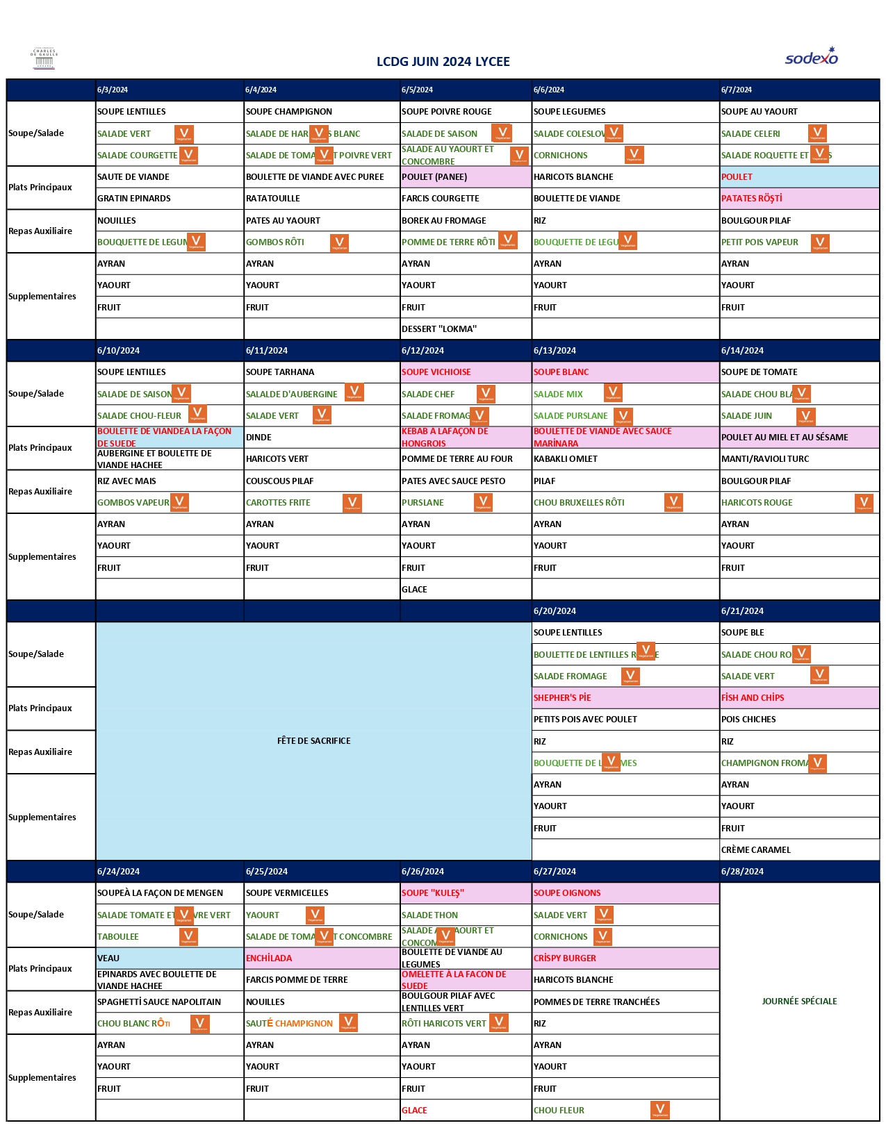 College and High School Menu | Sodexo LCDG Portal